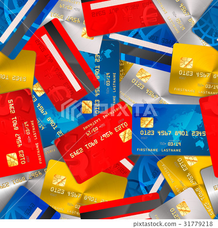 Credit cards, financial seamless pattern - Stock Illustration [31779218 ...