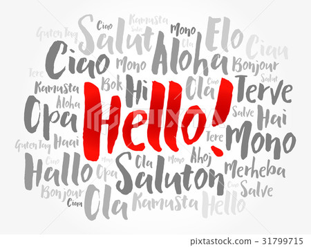 Hello word cloud in different languages - Stock Illustration [31799715 ...