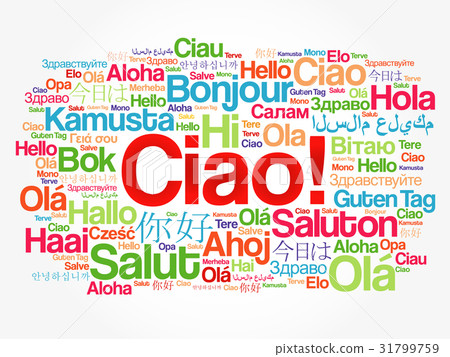 Ciao (Hello Greeting in Italian) word cloud - Stock Illustration ...