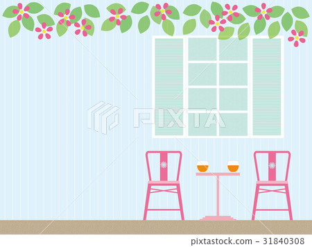 Chair table window flower - Stock Illustration [31840308] - PIXTA