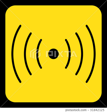 yellow, black sign - sound, vibration symbol icon - Stock Illustration ...