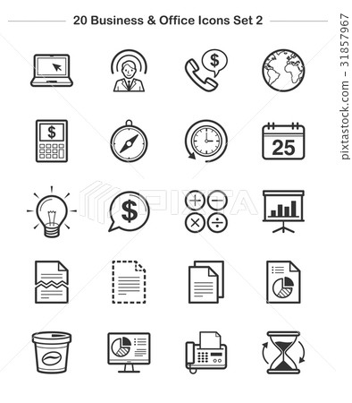 Business & Office icons set 2. Line Thickness icon - Stock Illustration ...