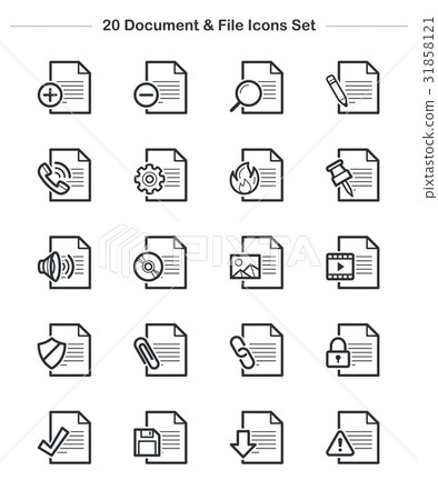 Document & file icons set. Line thickness icon - Stock Illustration ...
