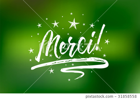Merci banner. Bokeh green lights background - Stock Illustration ...