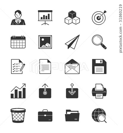 Business & office icons set 1 on white background - Stock Illustration ...