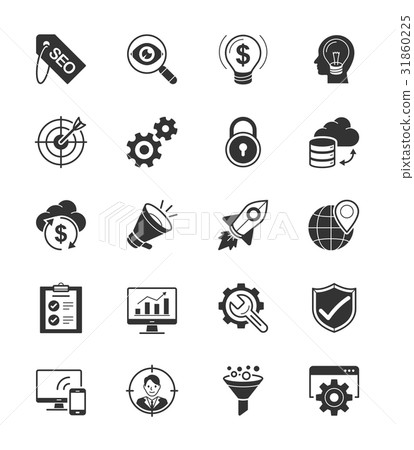 SEO & internet icons set 1 on white background - Stock Illustration ...