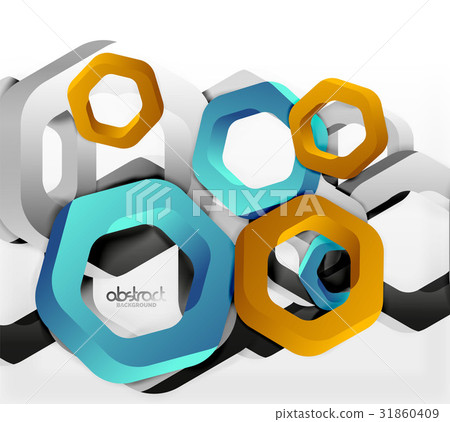 Overlapping hexagons design background - Stock Illustration [31860409 ...