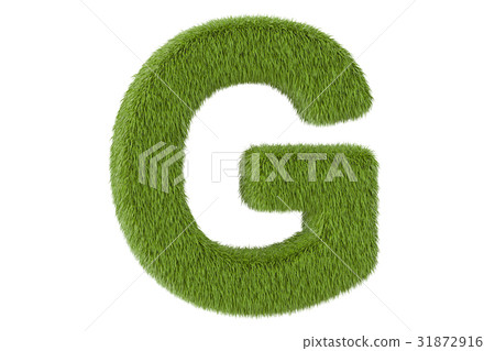 Green letter G from grass closeup, 3D rendering - Stock Illustration ...