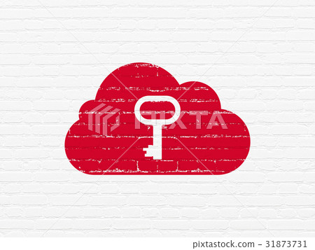 Cloud computing concept: Cloud With Key on wall - Stock Illustration ...