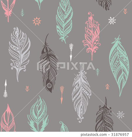 boho hand drawn seamless pattern eps8 - Stock Illustration [31876957 ...
