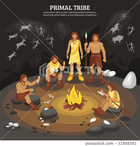 Primal Tribe People Illustration - Stock Illustration [31888561] - PIXTA