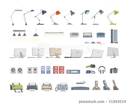 Office Essentials - modern vector flat icons set - Stock Illustration ...