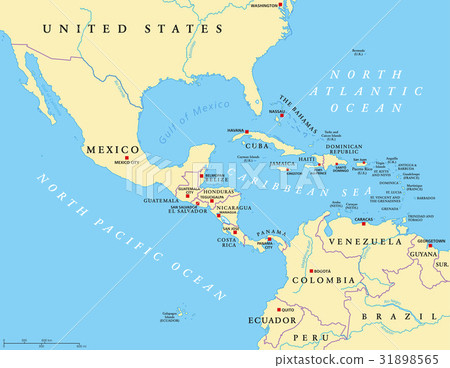 Middle America political map - Stock Illustration [31898565] - PIXTA