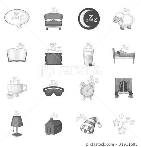 Sleep symbols icons set monochrome - Stock Illustration [31911693] - PIXTA