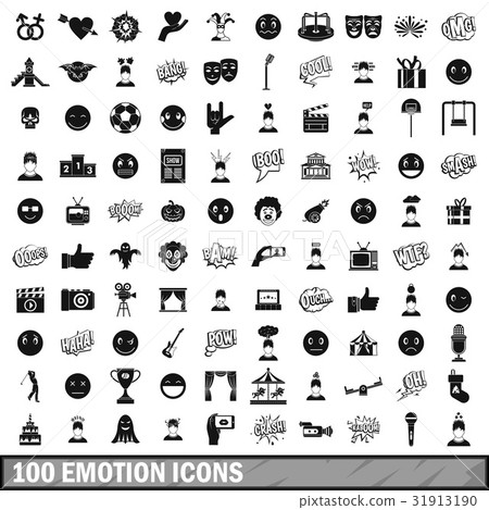 100 emotion icons set, simple style - Stock Illustration [31913190] - PIXTA
