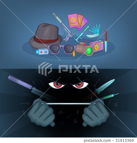Spy banner set horizontal, cartoon style - Stock Illustration [31913369 ...