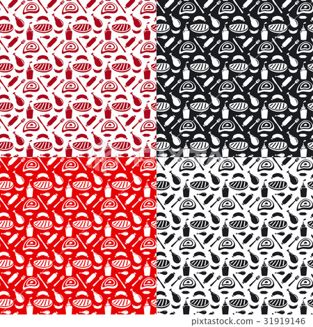 set of seamless patterns for grill and barbecue - Stock Illustration ...