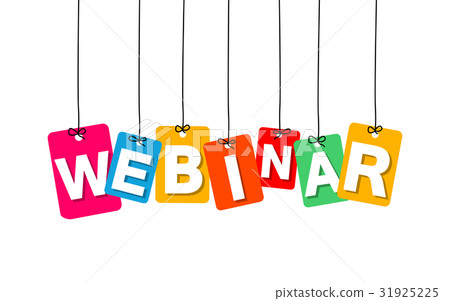 Vector colorful hanging cardboard. Tags - webinar - Stock Illustration ...