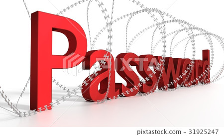 Big red word password surrounded by barbed wire - Stock Illustration ...
