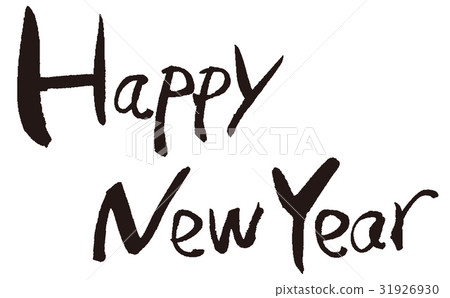 happy-new-year, new year's card, calligraphy... - Stock Illustration ...