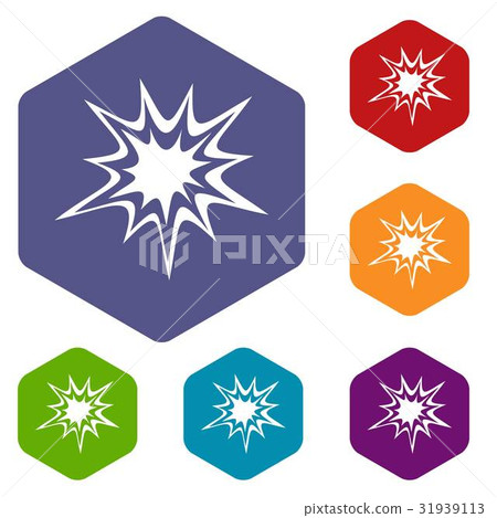 Heavy explosion icons set hexagon - Stock Illustration [31939113] - PIXTA