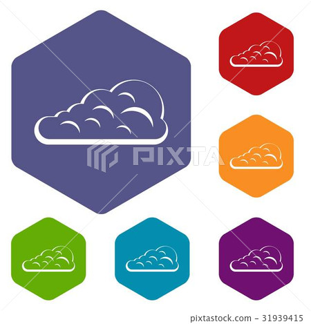 Cumulus cloud icons set hexagon - Stock Illustration [31939415] - PIXTA