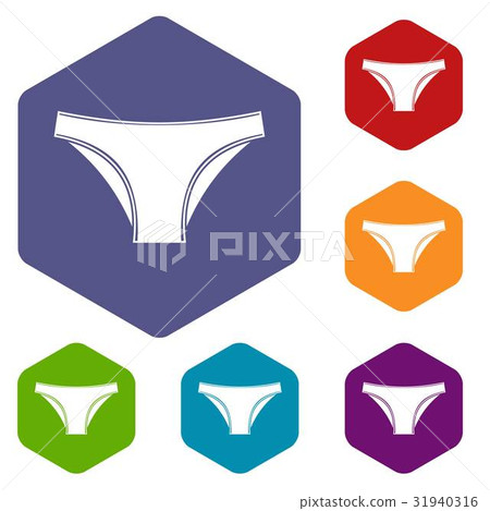 Female cotton panties icons set hexagon - Stock Illustration [31940316 ...