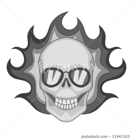 Flaming skull icon monochrome - Stock Illustration [31941503] - PIXTA