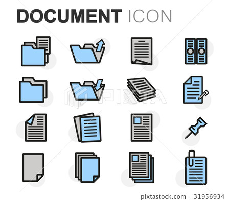 Vector flat line document icons set - Stock Illustration [31956934] - PIXTA
