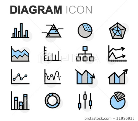 Vector flat line diagram icons set - Stock Illustration [31956935] - PIXTA