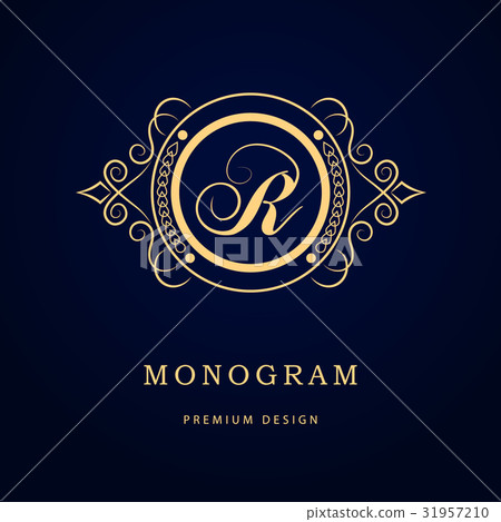 Monogram template logo design. Letter emblem R - Stock Illustration ...