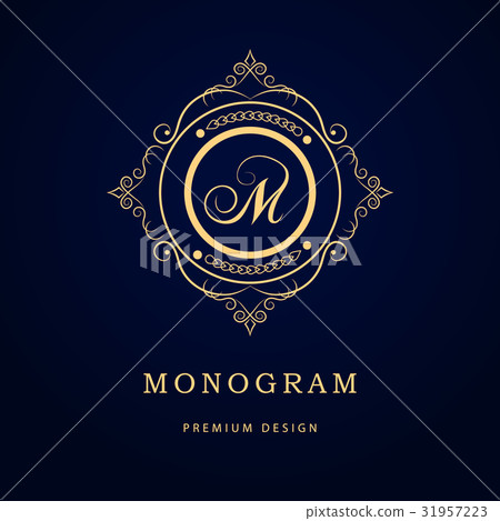 Monogram template logo design. Letter emblem M - Stock Illustration ...