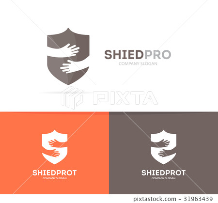 shield and hands logo combination. Security and - Stock Illustration ...