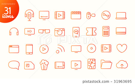 Modern media web and mobile app line icons - Stock Illustration ...