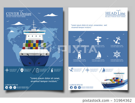 Sea shipping poster template set-插圖素材 [31964362] - PIXTA圖庫