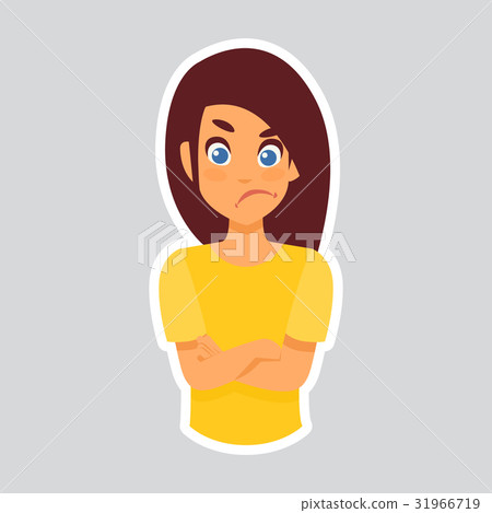 Girl Sad Disappointed Sticker For Messenger, Label - Stock Illustration ...