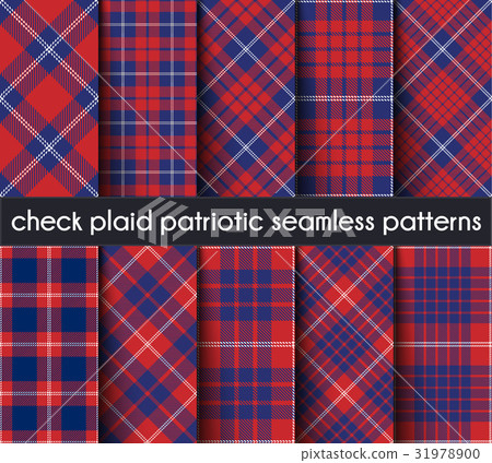 Patriotic Check Plaid Seamless Pattern Background - Stock Illustration ...
