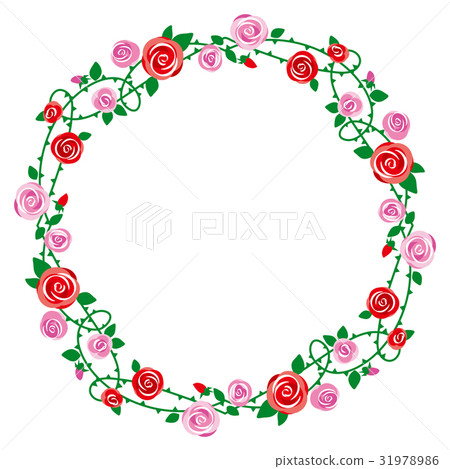 Rose frame pink roses and red roses, decoration... - Stock Illustration ...