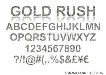 Gold rush. Silver alphabetic fonts - Stock Illustration [31980107] - PIXTA