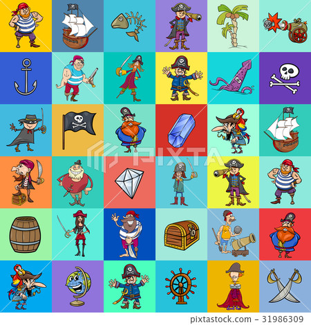 decorative pattern design with pirate - Stock Illustration [31986309 ...