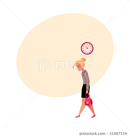 Young tired businesswoman, going home after work - Stock Illustration ...