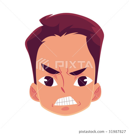 Young man face, angry facial expression - Stock Illustration [31987827 ...