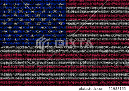 American flag composed of dense computer code - Stock Illustration ...
