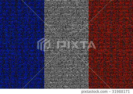 French flag composed of dense computer code - Stock Illustration ...