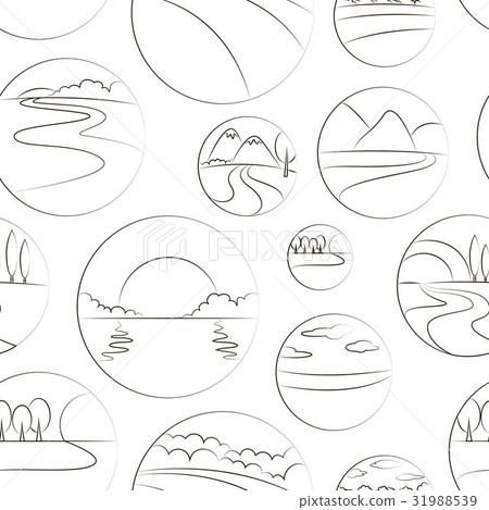 River and Landscape icons pattern - Stock Illustration [31988539] - PIXTA