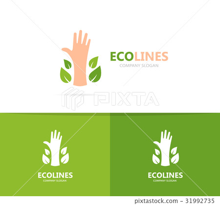 hand and leaf logo combination. Arm and eco symbol - Stock Illustration ...