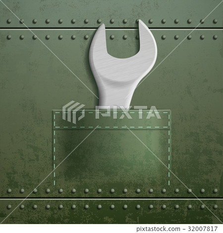 Wrench is in the pocket. Metal industrial texture. - Stock Illustration ...