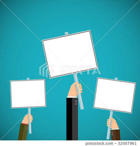 People hold signs in their hands. - Stock Illustration [32007961] - PIXTA