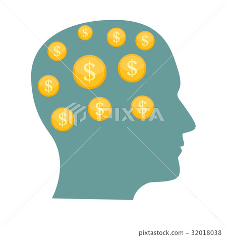 Money in Head Flat Business Concept Vector - Stock Illustration ...