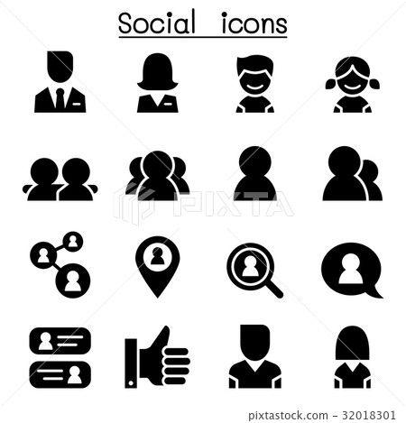 Social icon set Vector illustration Graphic Design - Stock Illustration ...